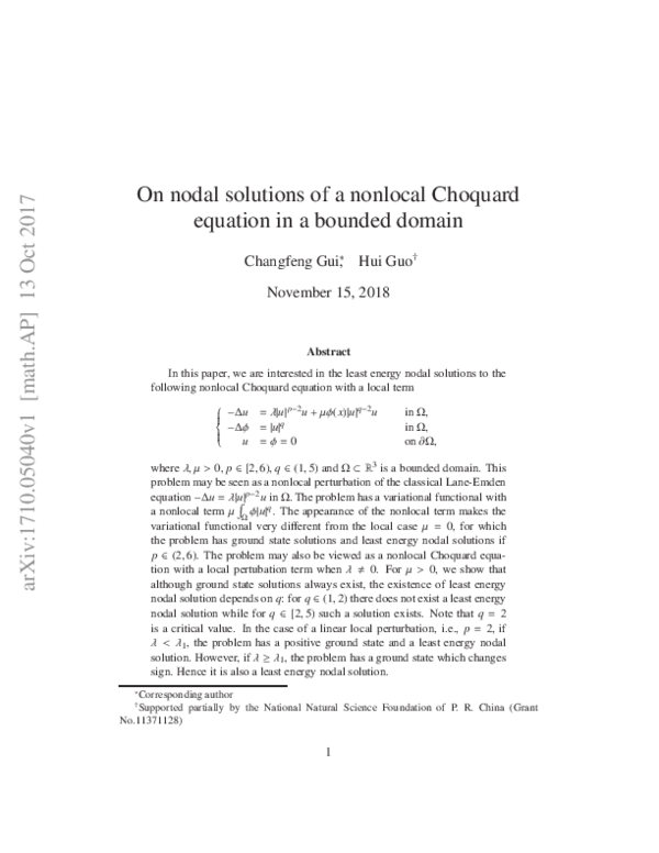 (PDF) On nodal solutions of a nonlocal Choquard equation in a bounded domain