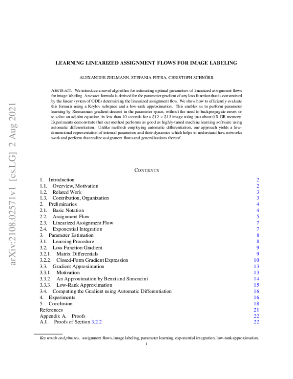 (PDF) Learning Linearized Assignment Flows for Image Labeling