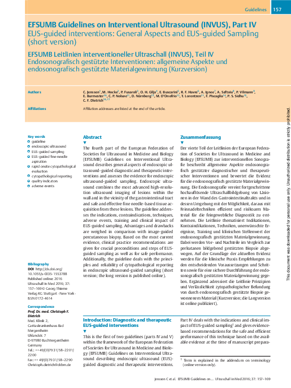 (PDF) EFSUMB Guidelines on Interventional Ultrasound (INVUS), Part VI ...