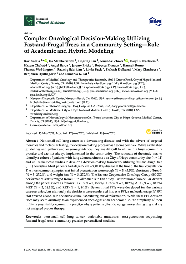 (PDF) Complex Oncological Decision-Making Utilizing Fast-and-Frugal ...