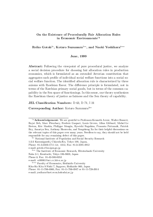 (PDF) On the Existence of Procedurally Fair Allocation Rules in ...