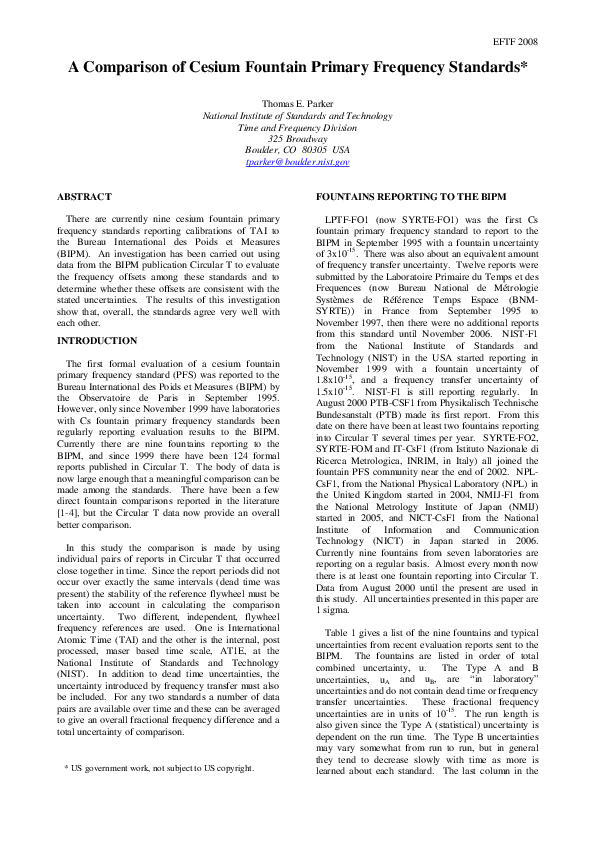 (PDF) Update on a comparison of cesium fountain primary frequency standards