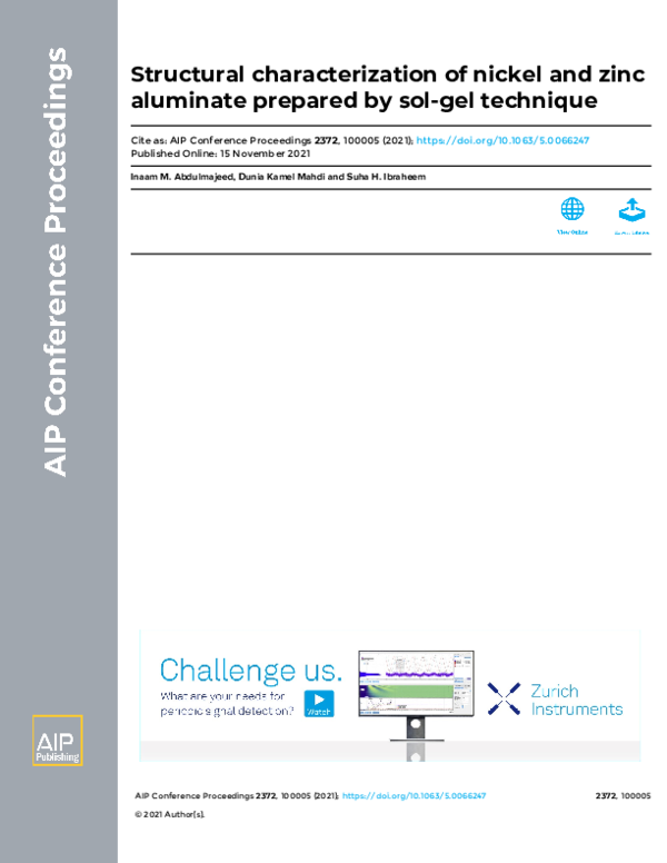(PDF) Structural characterization of nickel and zinc aluminate prepared ...