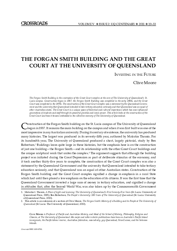 (PDF) The Forgan Smith Building and the Great Court at The University ...