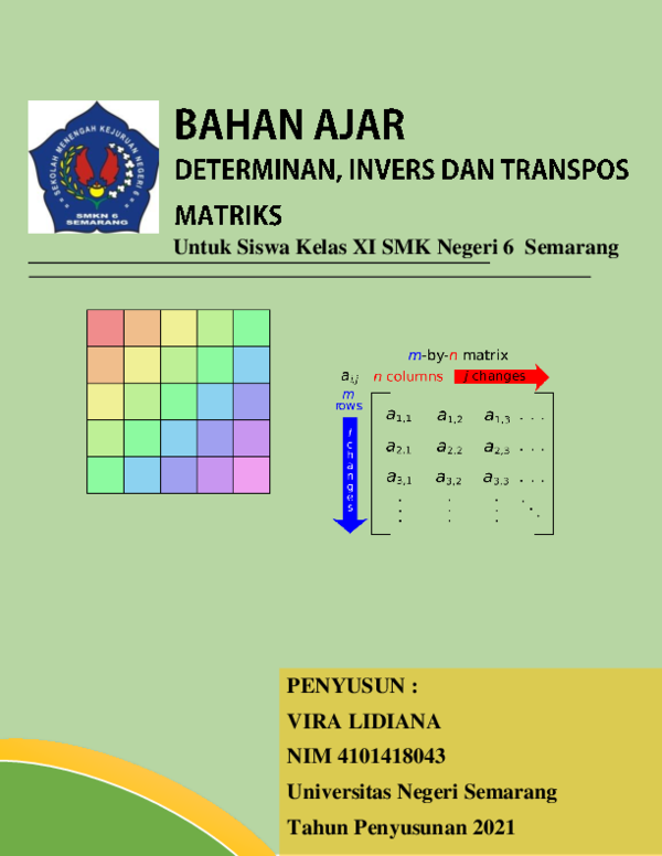 (PDF) Bahan Ajar Transpos Determinan dan Invers Matriks