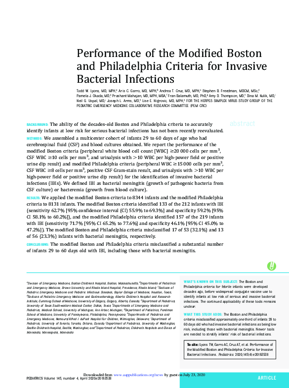 (PDF) Performance of the Modified Boston and Philadelphia Criteria for ...