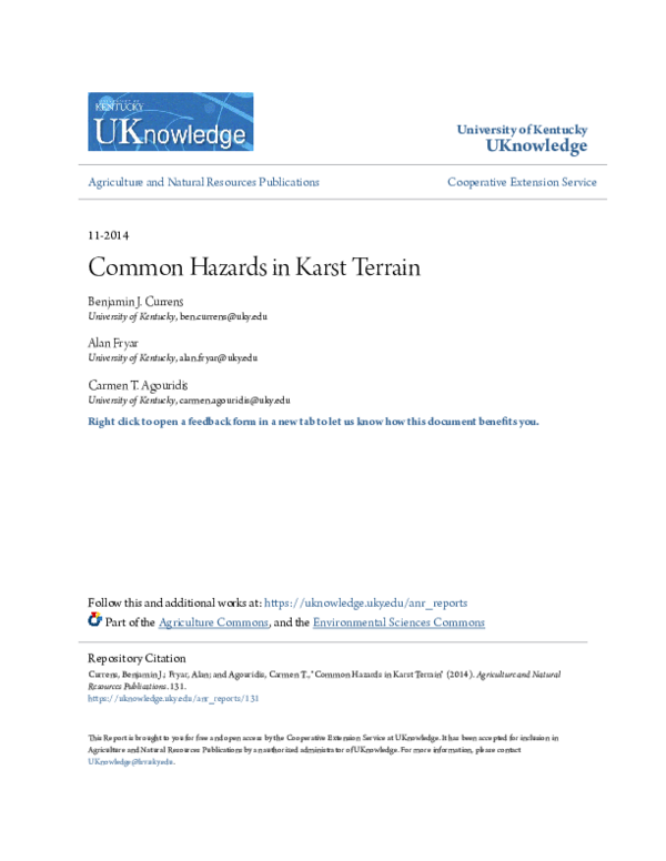 (PDF) Common Hazards in Karst Terrain