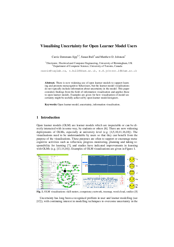 (PDF) Visualising Uncertainty for Open Learner Model Users