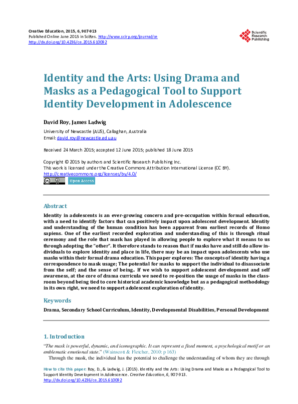 (PDF) Identity and the Arts: Using Drama and Masks as a Pedagogical ...
