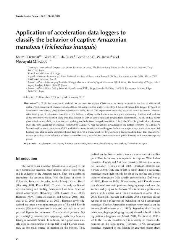 Pdf Application Of Acceleration Data Loggers To Classify The Behavior Of Captive Amazonian 8946