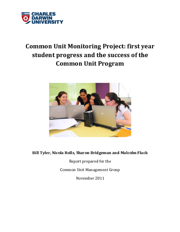 (PDF) Common Unit Monitoring Project: first year student progress and ...