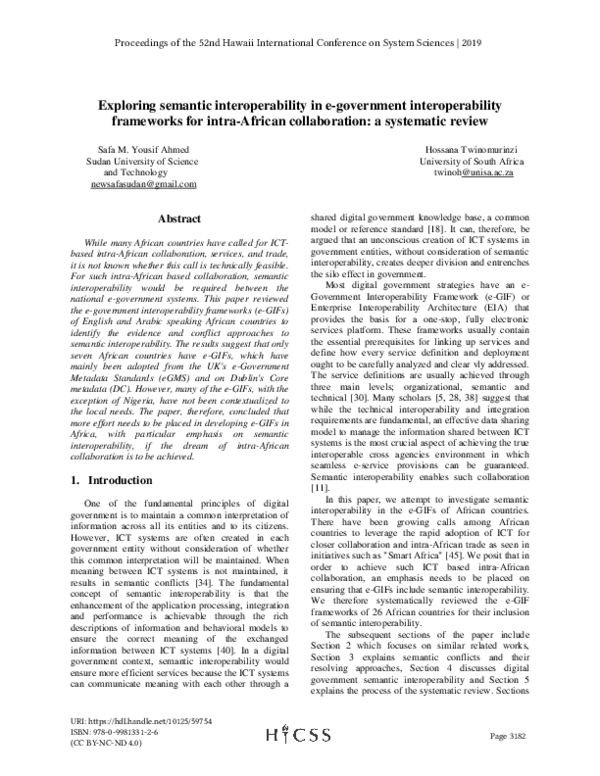 (PDF) Exploring Semantic Interoperability in e-Government Interoperability Frameworks for intra ...