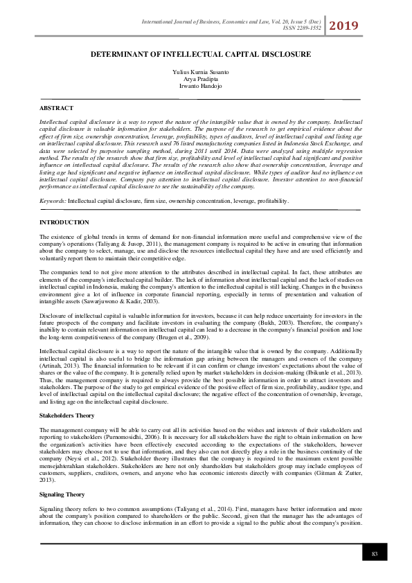 (PDF) Determinant of Intellectual Capital Disclosure