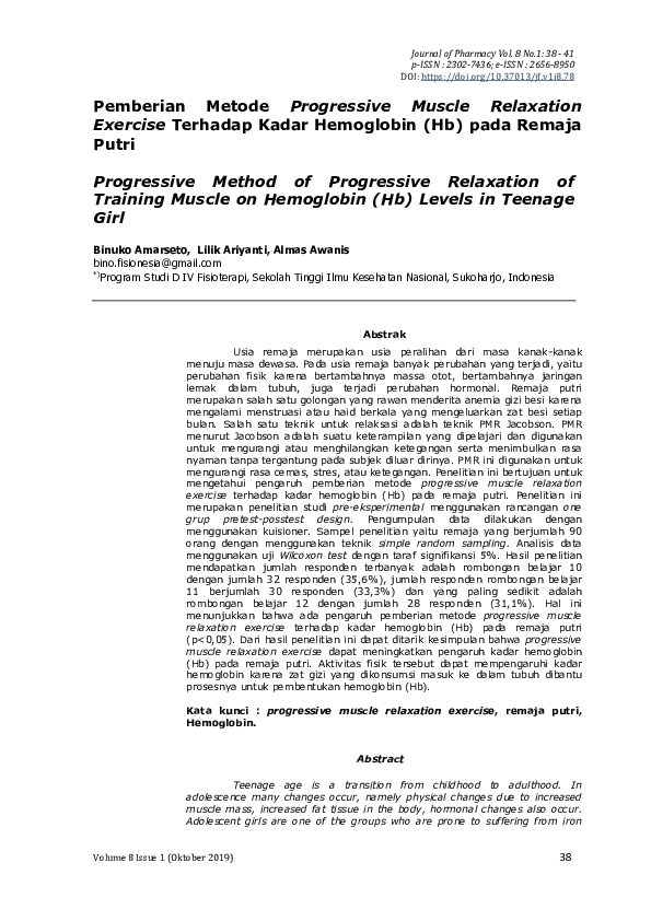 (PDF) Pemberian Metode Progressive Muscle Relaxation Exercise Terhadap ...