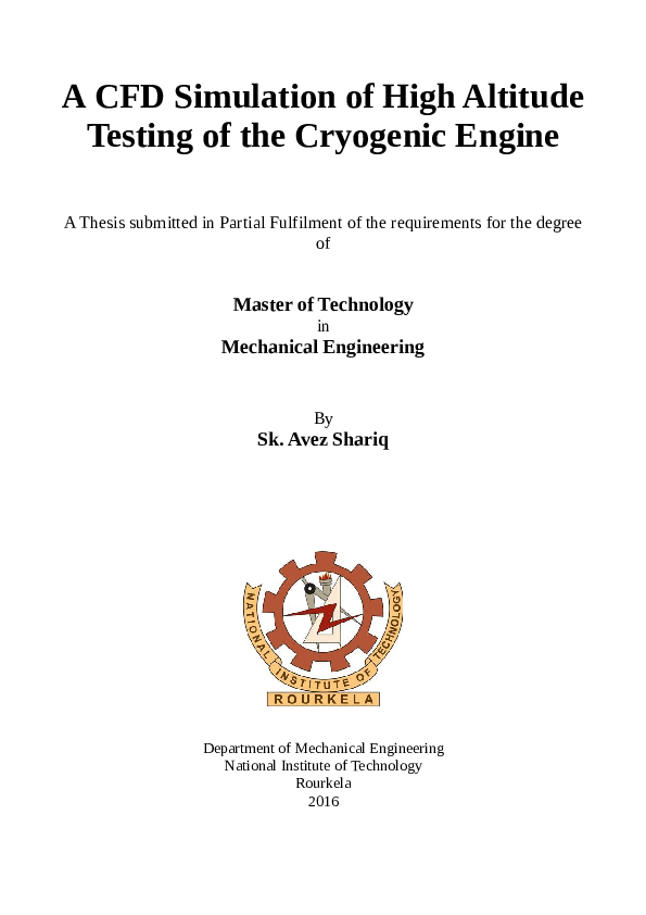 (PDF) A CFD Simulation of High Altitude Testing of the Cryogenic Engine