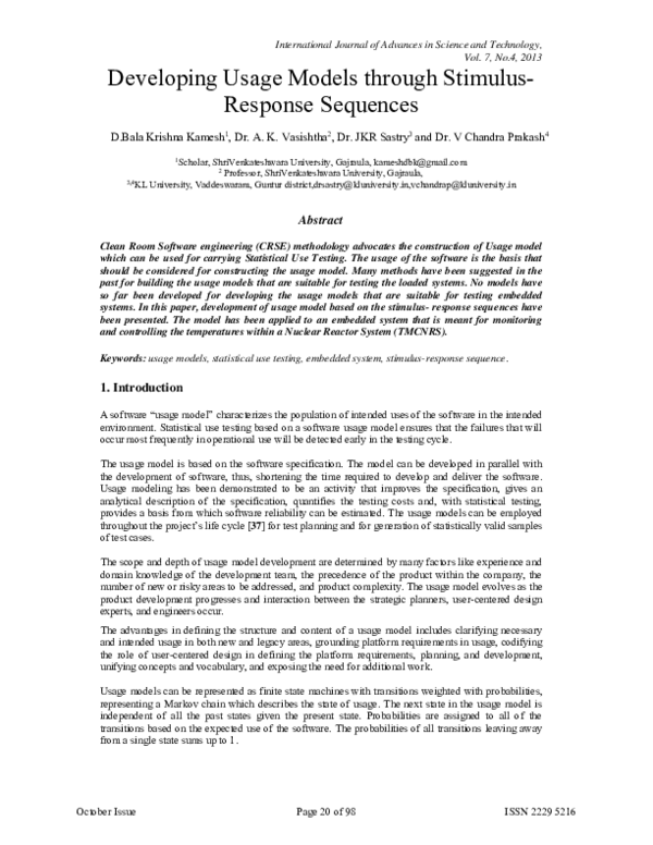 (PDF) Developing usage models through stimulus response