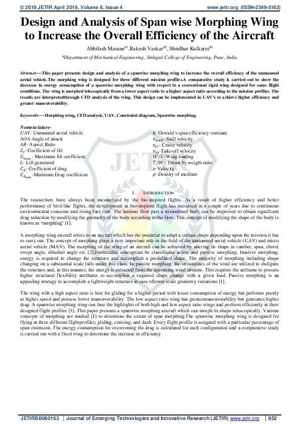 (PDF) Design and Analysis of Span wise Morphing Wing to Increase the ...