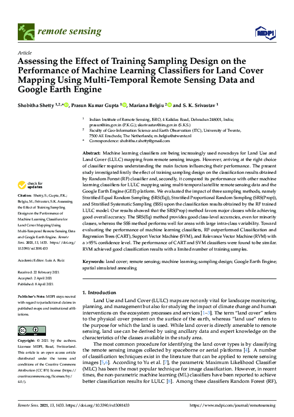 (PDF) Assessing the Effect of Training Sampling Design on the Performance of Machine Learning ...