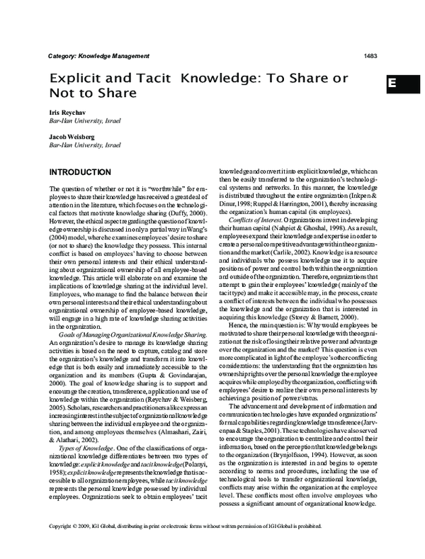(PDF) Explicit and Tacit Knowledge