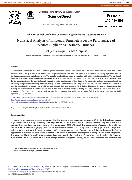 (PDF) Numerical Analysis of Influential Parameters on the Performance ...