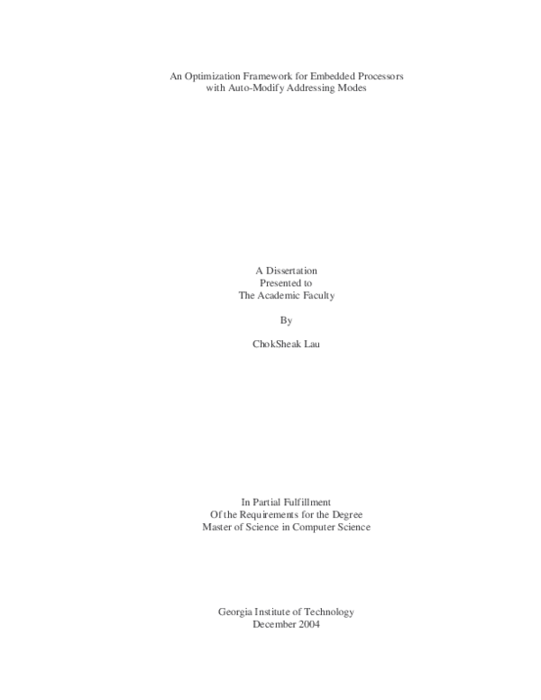 (PDF) An Optimization Framework for Embedded Processors with Auto-Modify Addressing Modes
