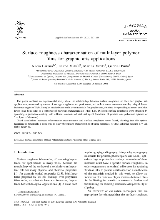(PDF) Surface roughness characterisation of multilayer polymer films ...