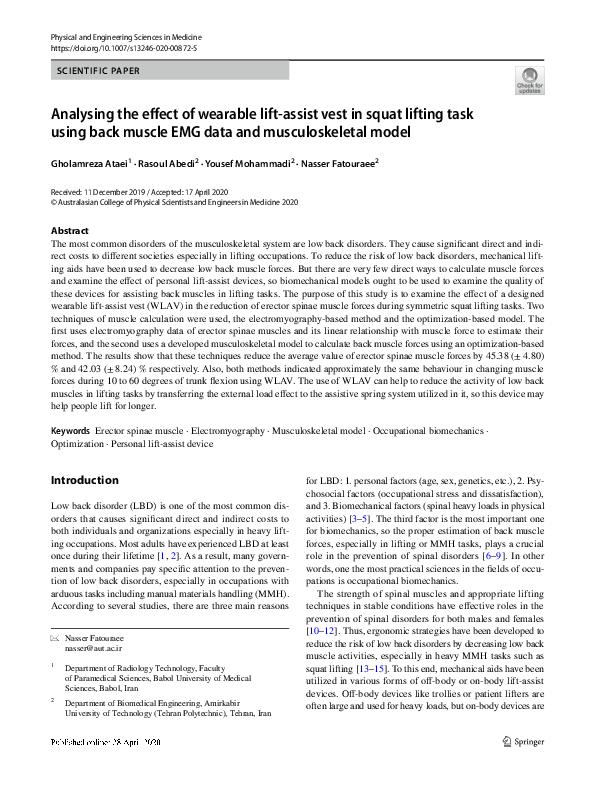 (PDF) Analysing the effect of wearable lift-assist vest in squat ...