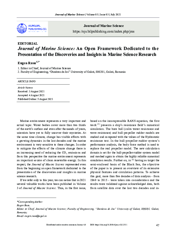 (PDF) Journal of Marine Science: An Open Framework Dedicated to the ...