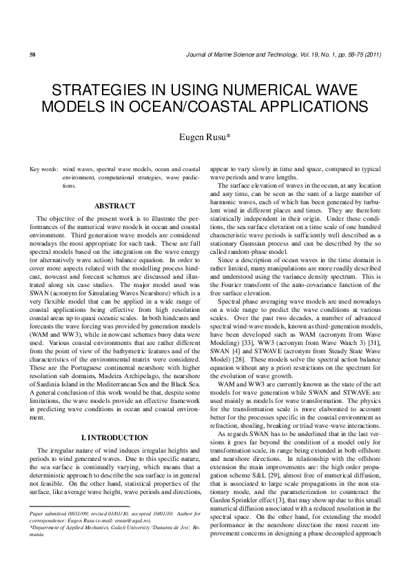 Pdf Strategies In Using Numerical Wave Models In Oceancoastal