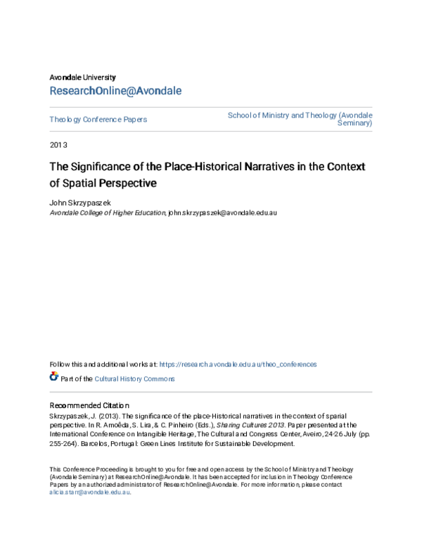 (PDF) The Significance of the Place-Historical Narratives in the ...