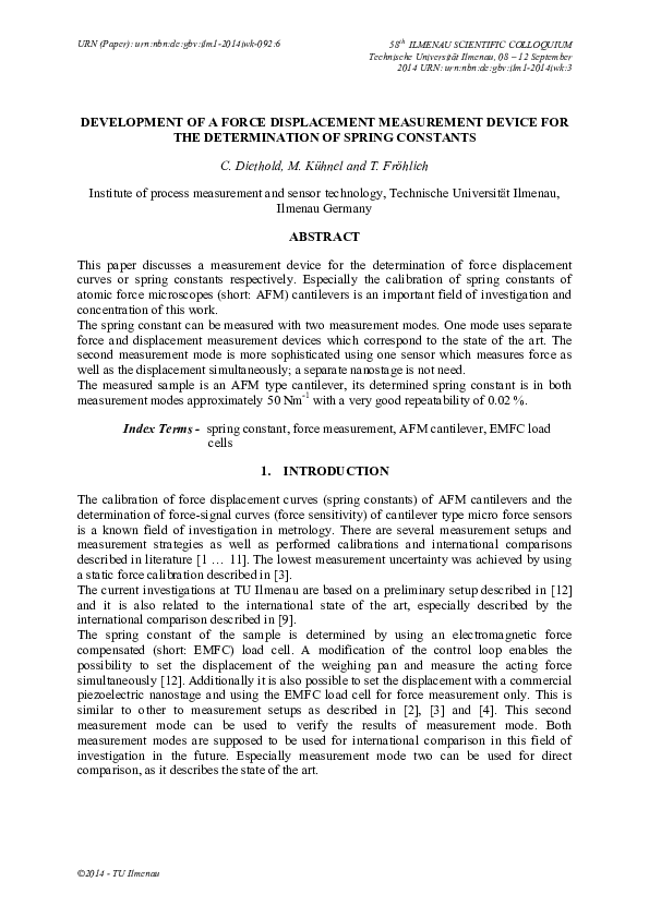 (PDF) Development of a force-displacement measurement device for the ...