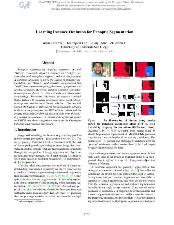(PDF) OCFusion: Learning Instance Occlusion in Segmentation