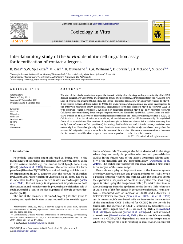 (PDF) Inter-laboratory study of the in vitro dendritic cell migration ...