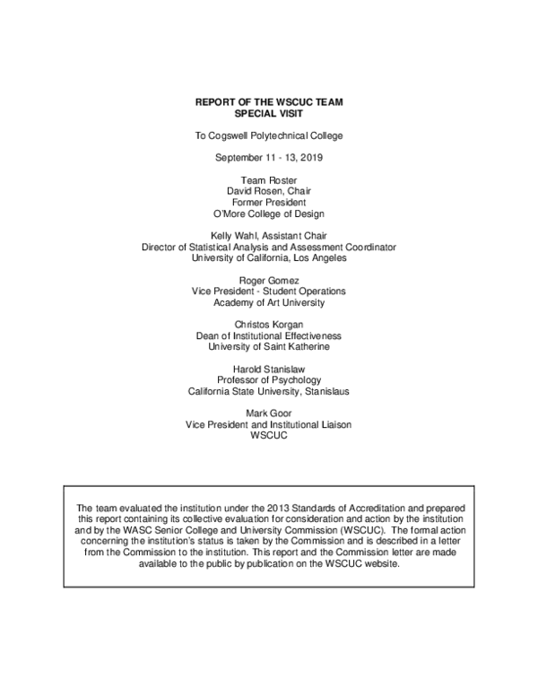 (PDF) Service Work -- Accreditation Visit Report Sample