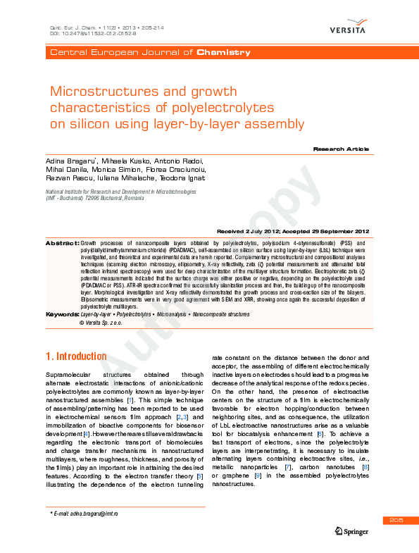 Pdf Microstructures And Growth Characteristics Of Polyelectrolytes On