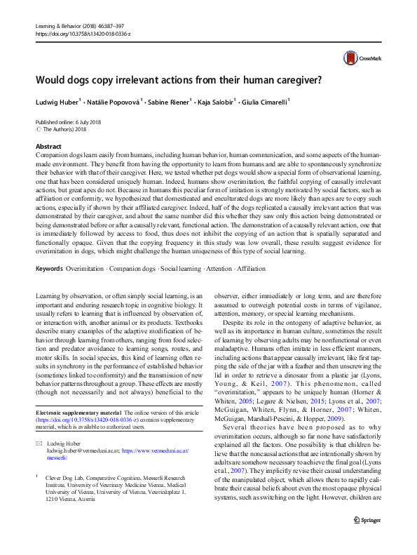 Do Dogs Copy Human Behavior