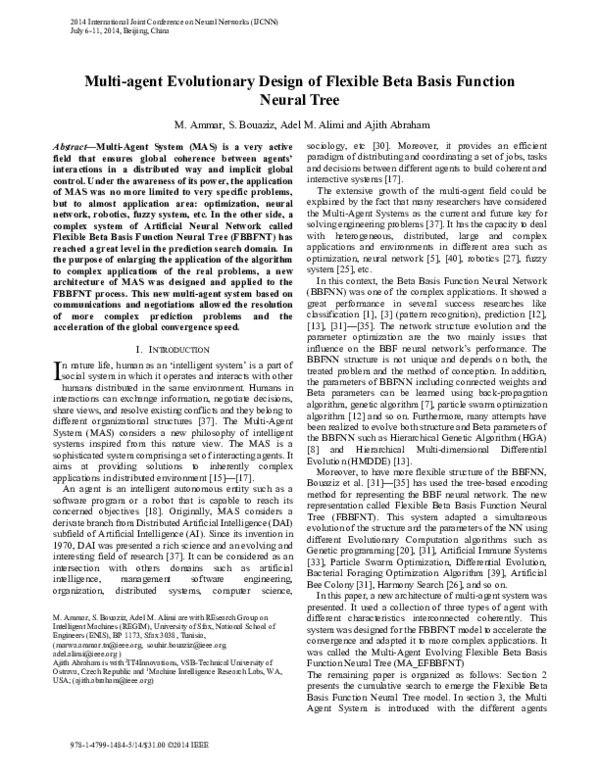 (PDF) Multi-agent evolutionary design of Flexible Beta Basis Function Neural Tree