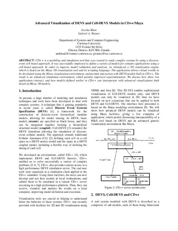Pdf Advanced Visualization Of Devs And Cell Devs Models In Cd Maya Ayesha Khan