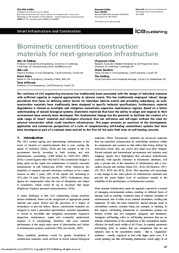 (PDF) Biomimetic cementitious construction materials for next ...