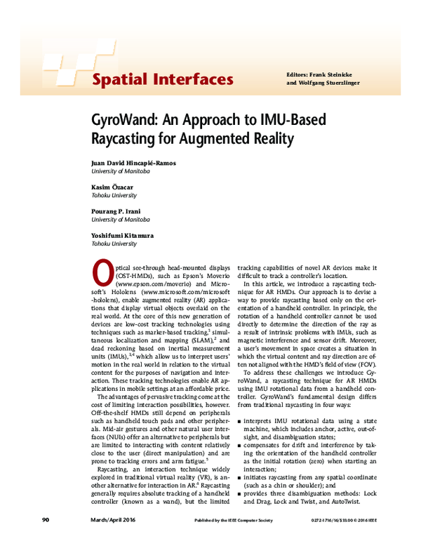 Pdf Gyrowand An Approach To Imu Based Raycasting For Augmented Reality