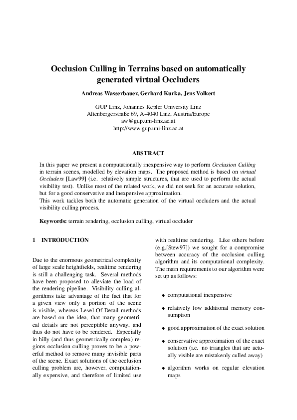 (PDF) Occlusion Culling in Terrains based on automatically generated ... (PDF) Occlusion Culling in Terrains based on automatically generated ...