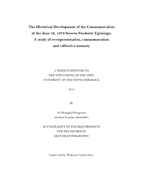 (PDF) The historical development of the commemoration of the June 16 ...