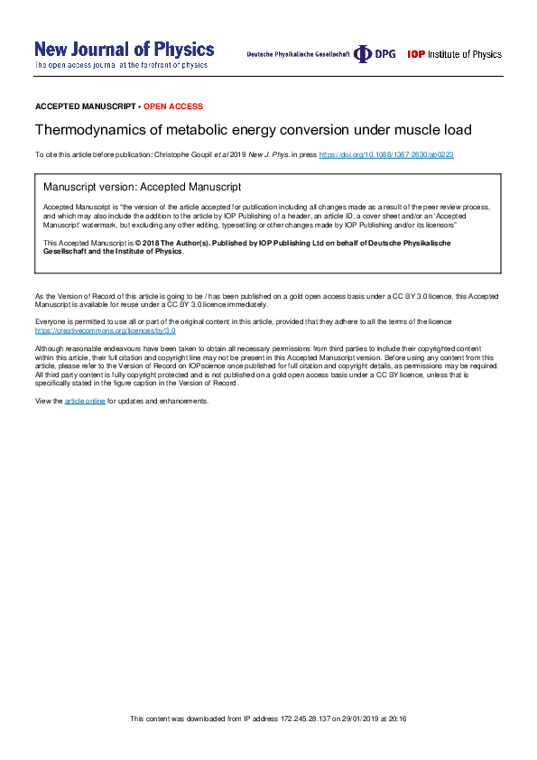 (PDF) Thermodynamics of metabolic energy conversion