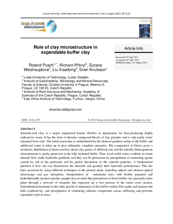 (PDF) Role of clay microstructure in expandable buffer clay