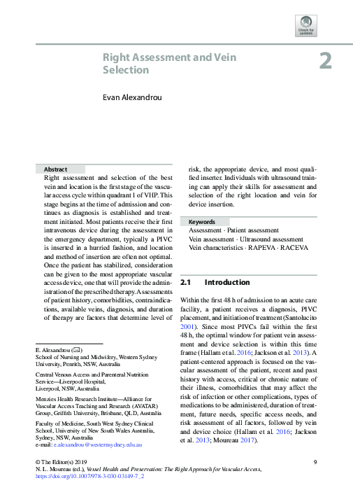 (PDF) Right Assessment and Vein Selection