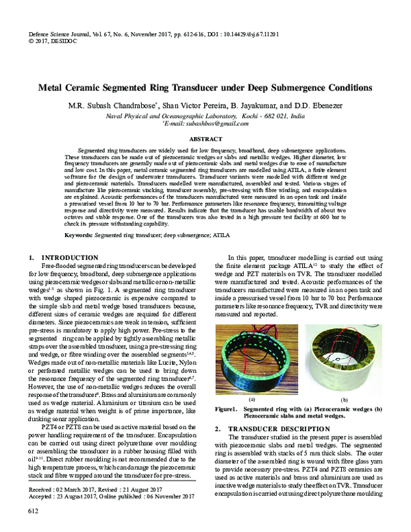 (PDF) Metal Ceramic Segmented Ring Transducer under Deep Submergence ...