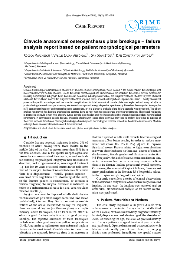 (PDF) Clavicle anatomical osteosynthesis plate breakage - failure ...