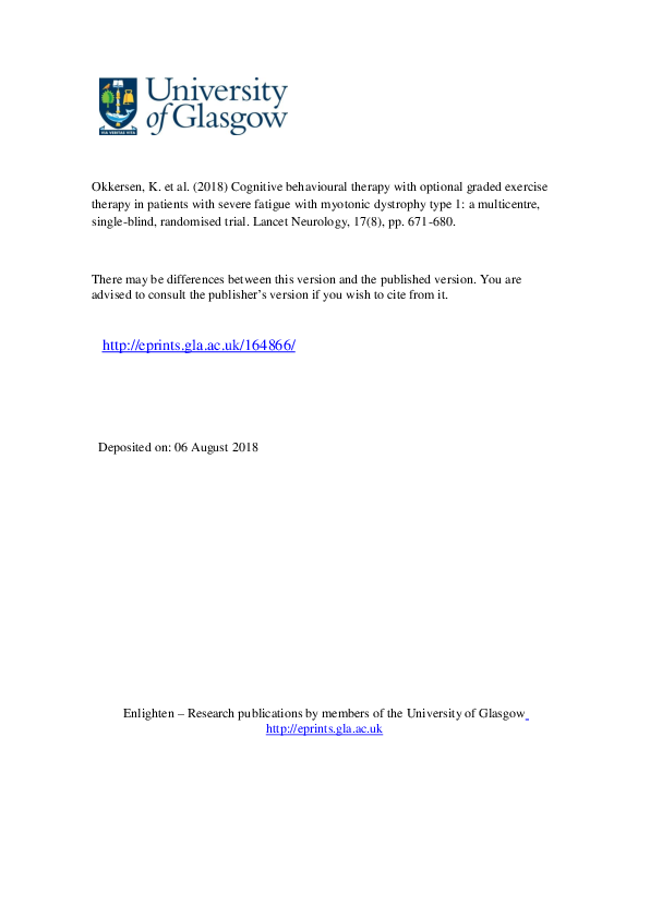 (PDF) Cognitive behavioural therapy with optional graded exercise ...