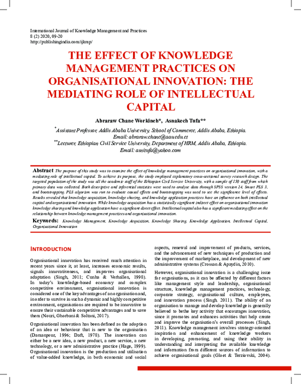 Pdf The Effect Of Knowledge Management Practices On Organisational