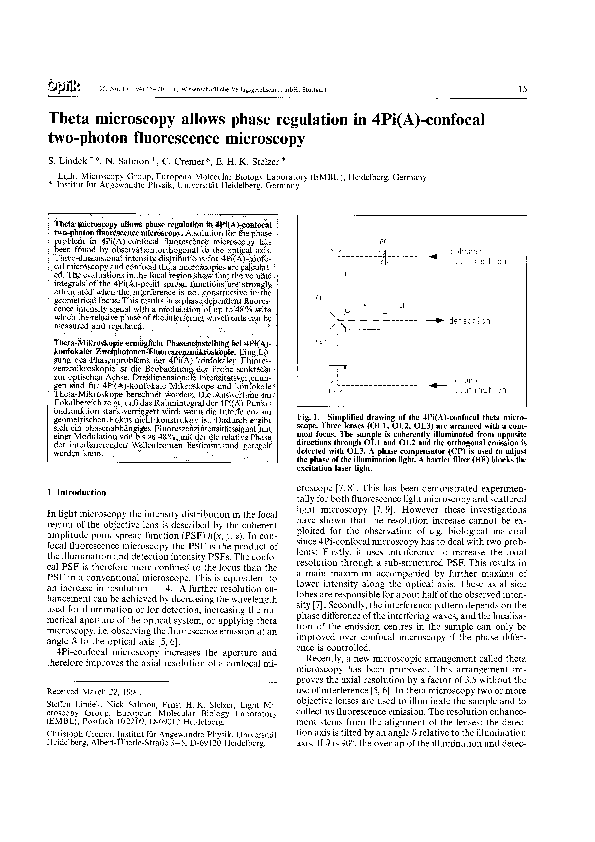 (PDF) Theta microscopy allows phase regulation in 4Pi (A)-confocal two ...